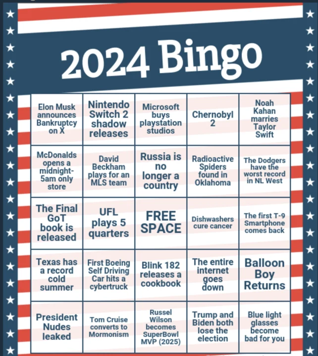 2024 Bingo Card | Scrolller