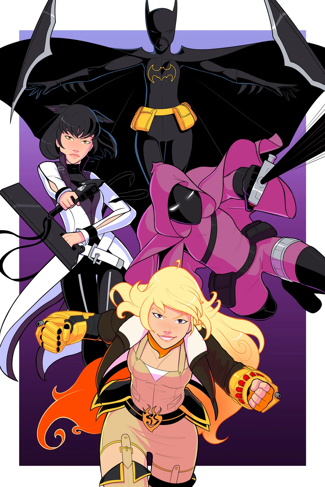 [Artwork] Yang Xiao Long and Blake Belladonna from RWBY crossover with Spoiler and Batgirl from ...
