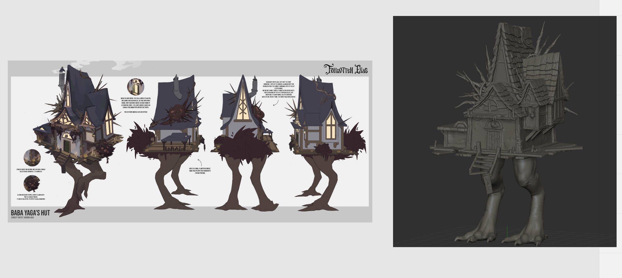 Working on a Baba Yaga Hut based on the Concept art, can you suggest any Improvements | Scrolller