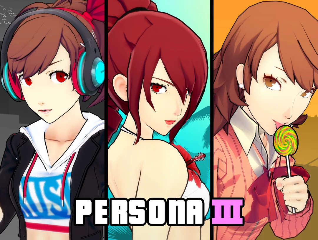 Kotone, Mitsuru, and Yukari as the GTA cover art girls. | Scrolller