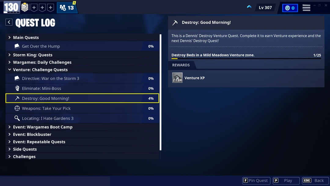 There is a bug which won't let you complete the "Destroy beds in Venture zones" quest | Scrolller