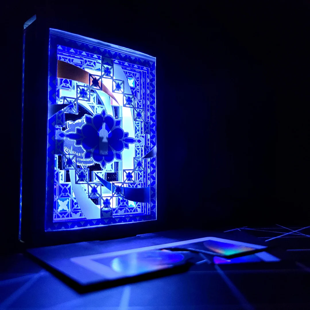 Spiral Out, Hand Cut Playing Cards with LEDs, me, 2022 | Scrolller