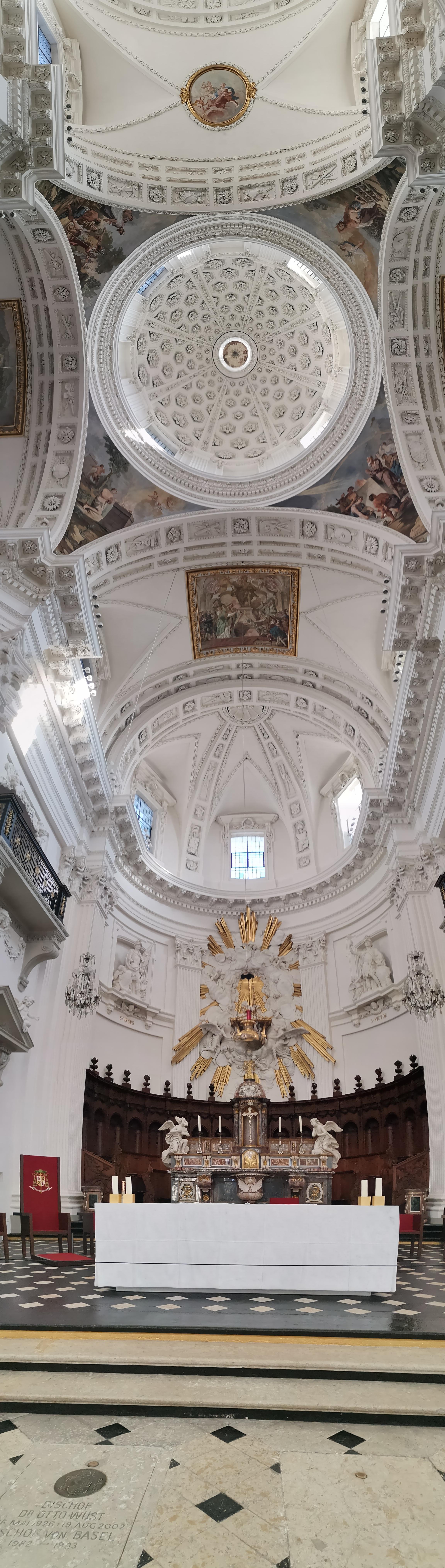 Vertical Panorama of the interior of St Ursen Cathedral in Solothurn | Scrolller