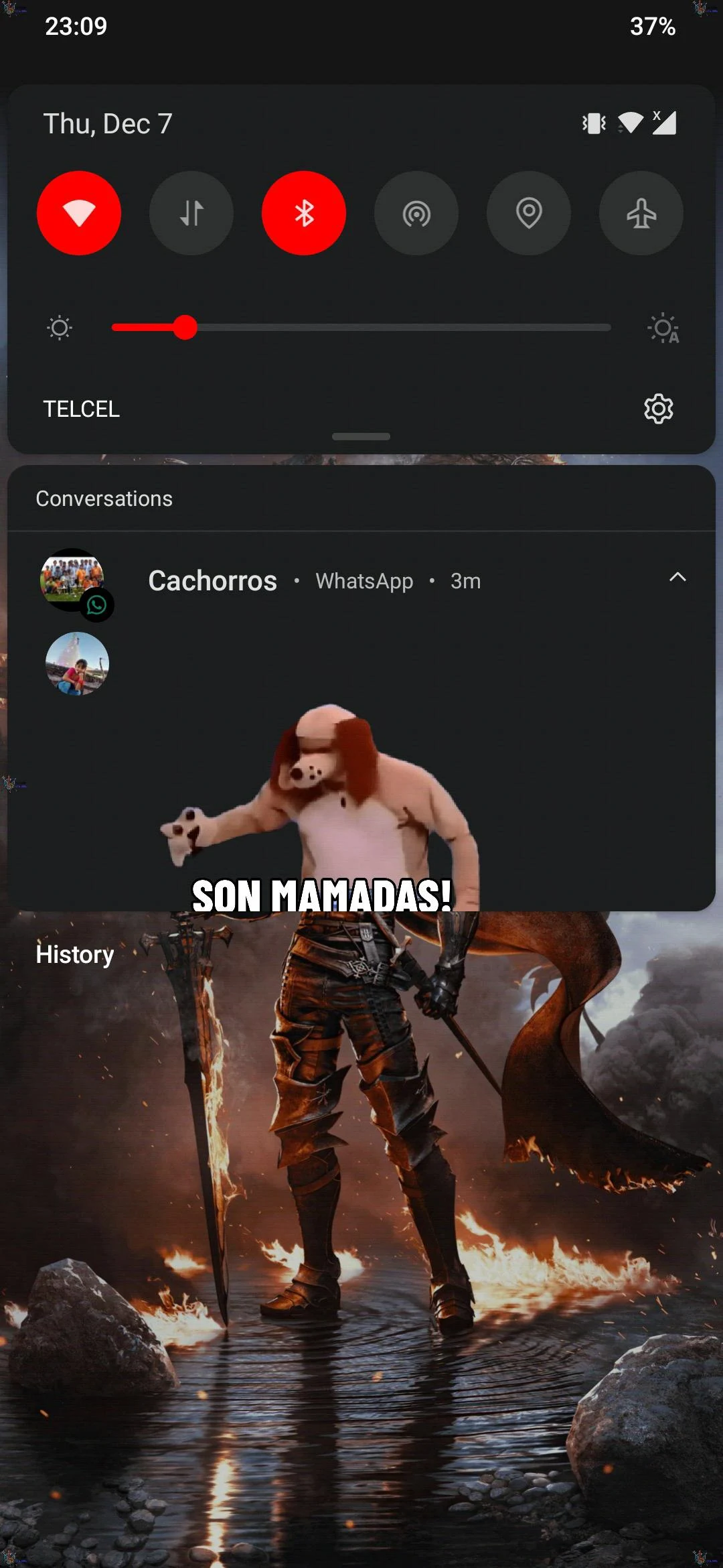 Lock screen + dragging notification: | Scrolller
