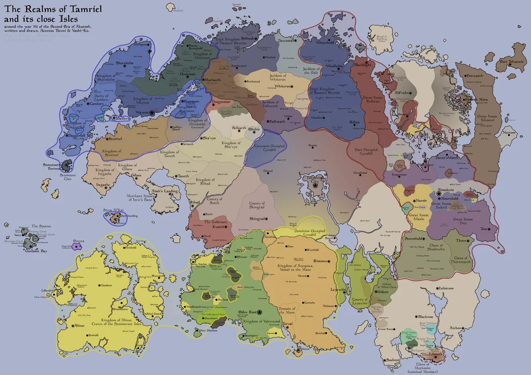 Political Map of Tamriel during ESO, set after all current dlc/chapters | Scrolller