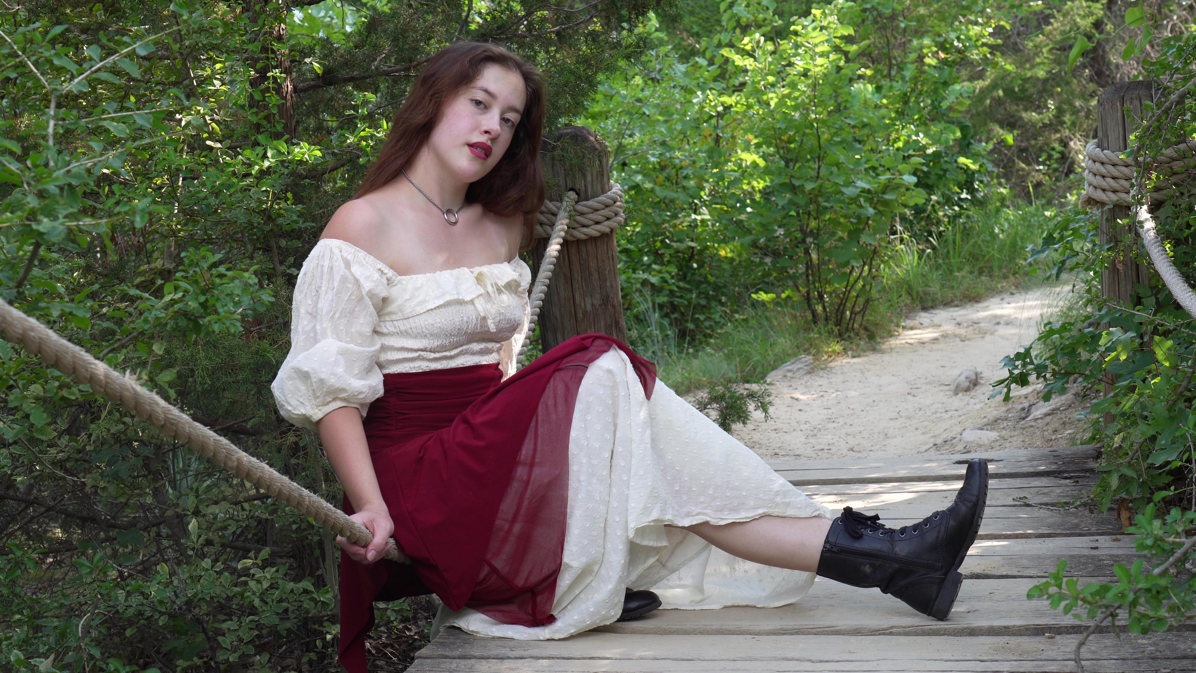 Captured a hard to strike pose on wobbly ropes over this old wooden bridge; struggle not to fall ...