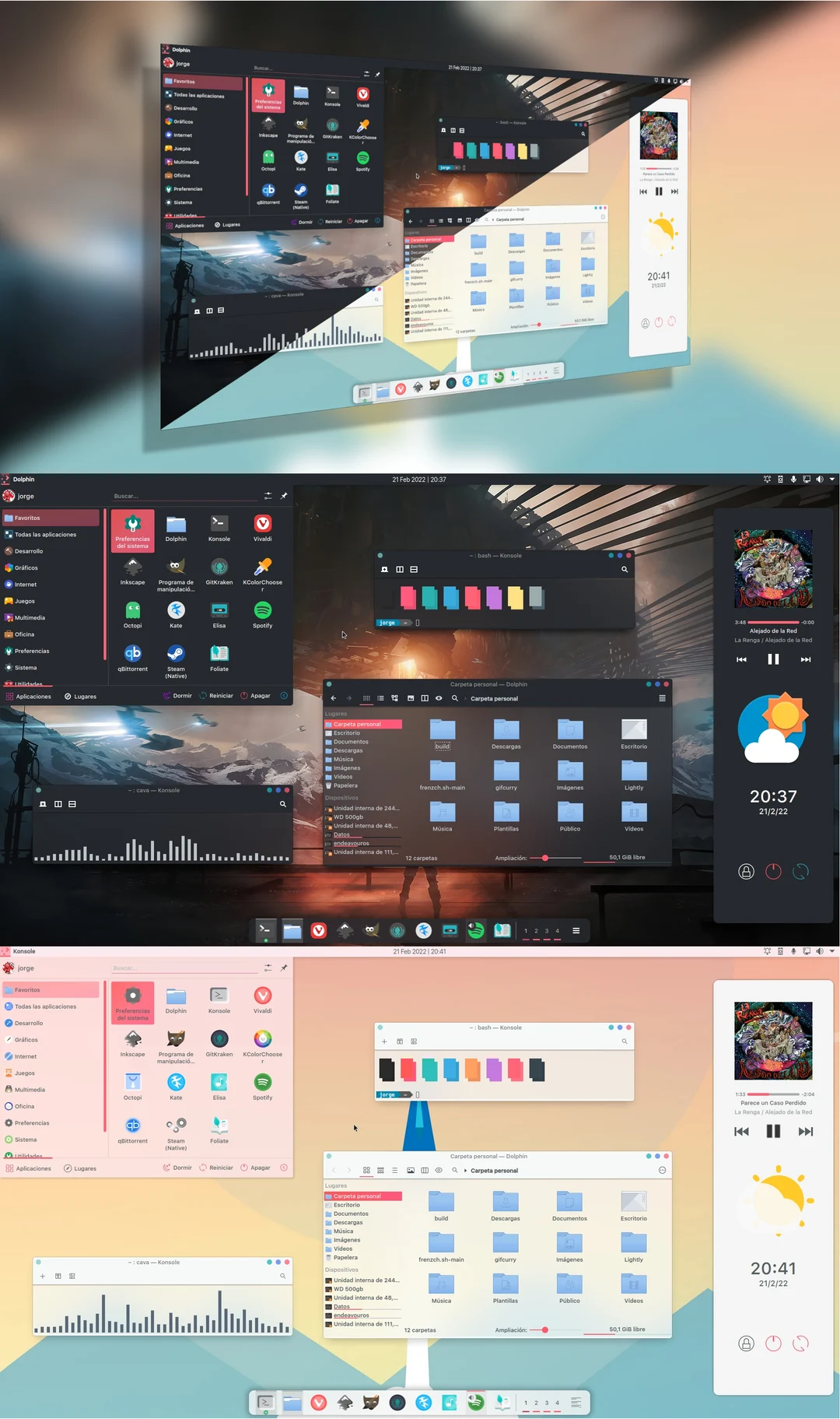 [KDE Plasma] Updated Moe and Moe Dark Themes, screenshot. | Scrolller