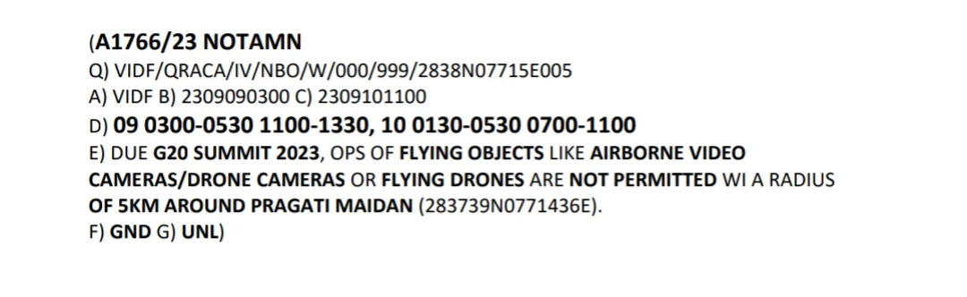 NOTAM(Notice to Airmen) Issued w.r.t G20 Summit | Scrolller