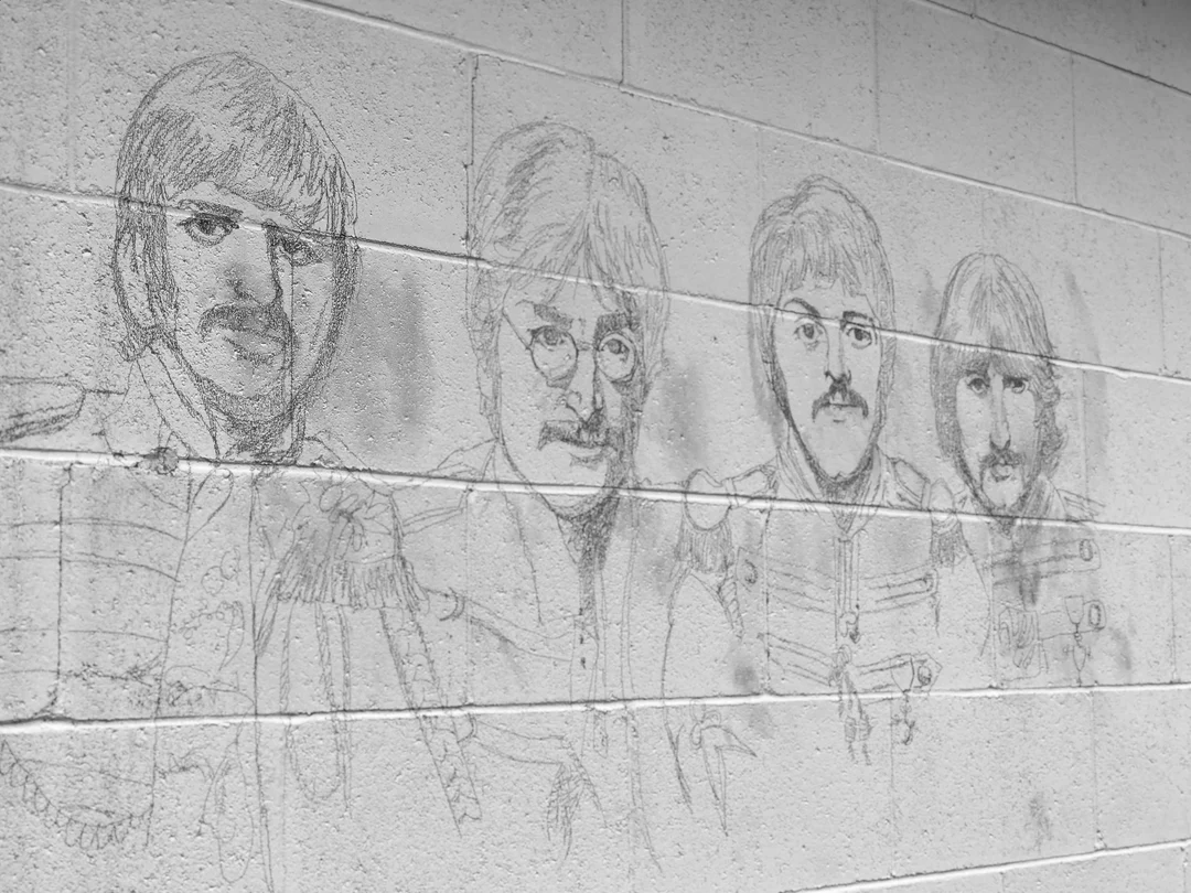 Phase 1of a mural, me, pencil, 2022 | Scrolller