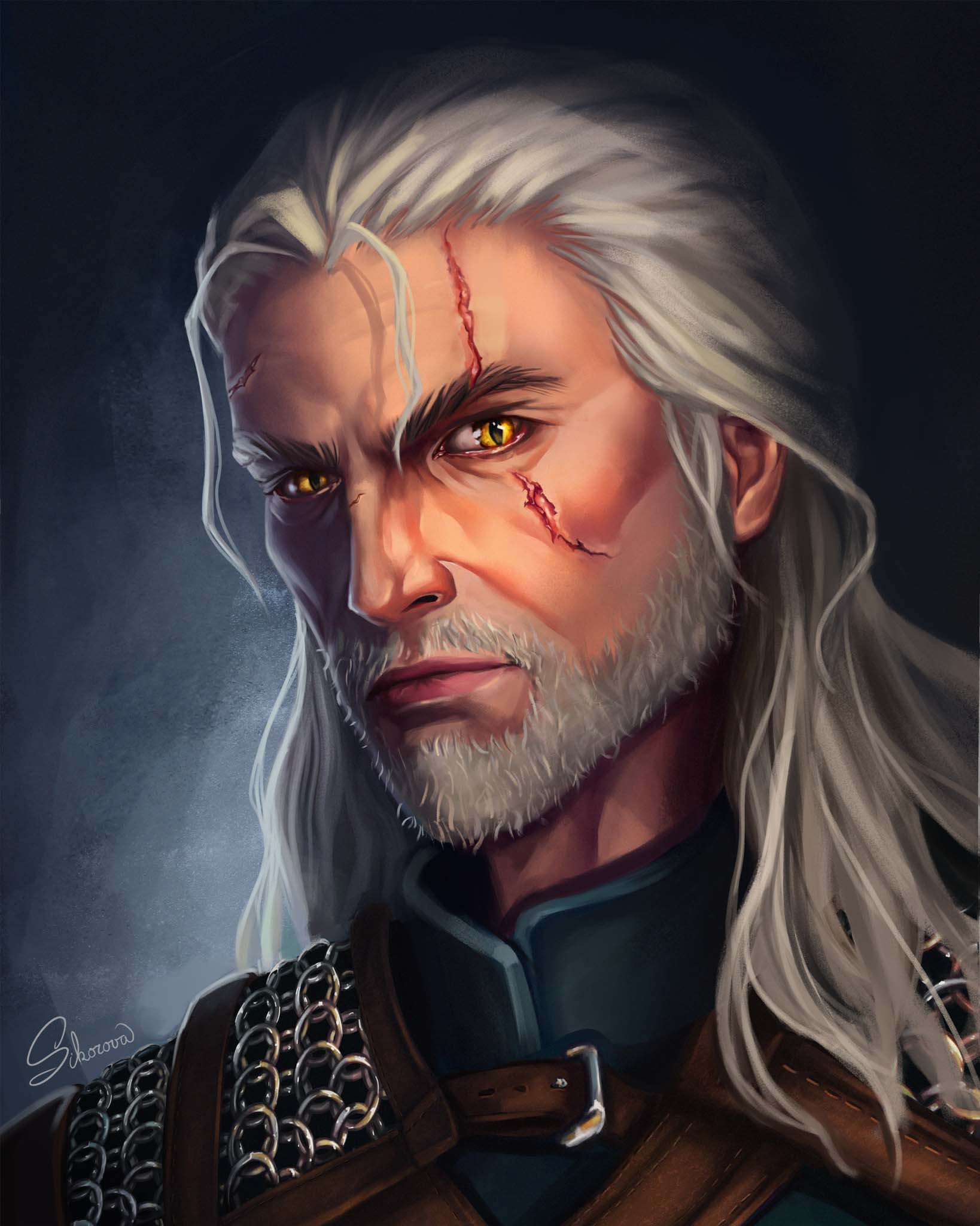 Hello! I'm an artist and I made portrait of Geralt and Marigold! Both of them are stylized ...