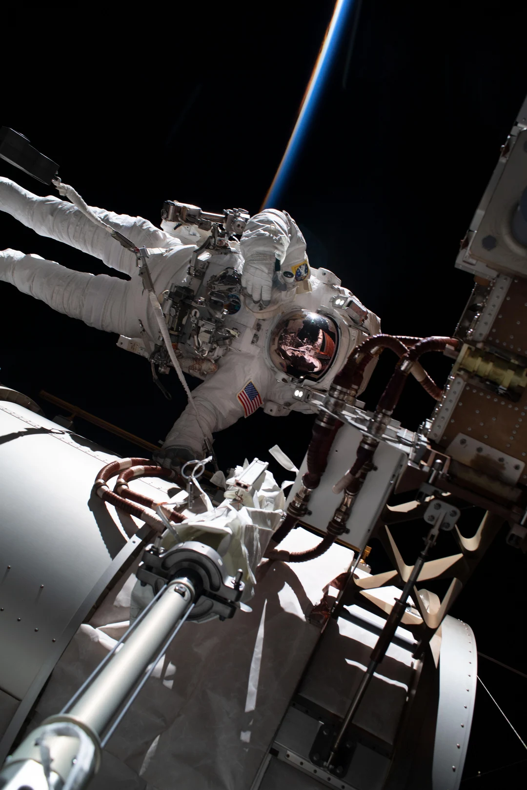 Expedition 68 Flight Engineer Frank Rubio is Pictured During A Spacewalk Tethered To The ISS's ...