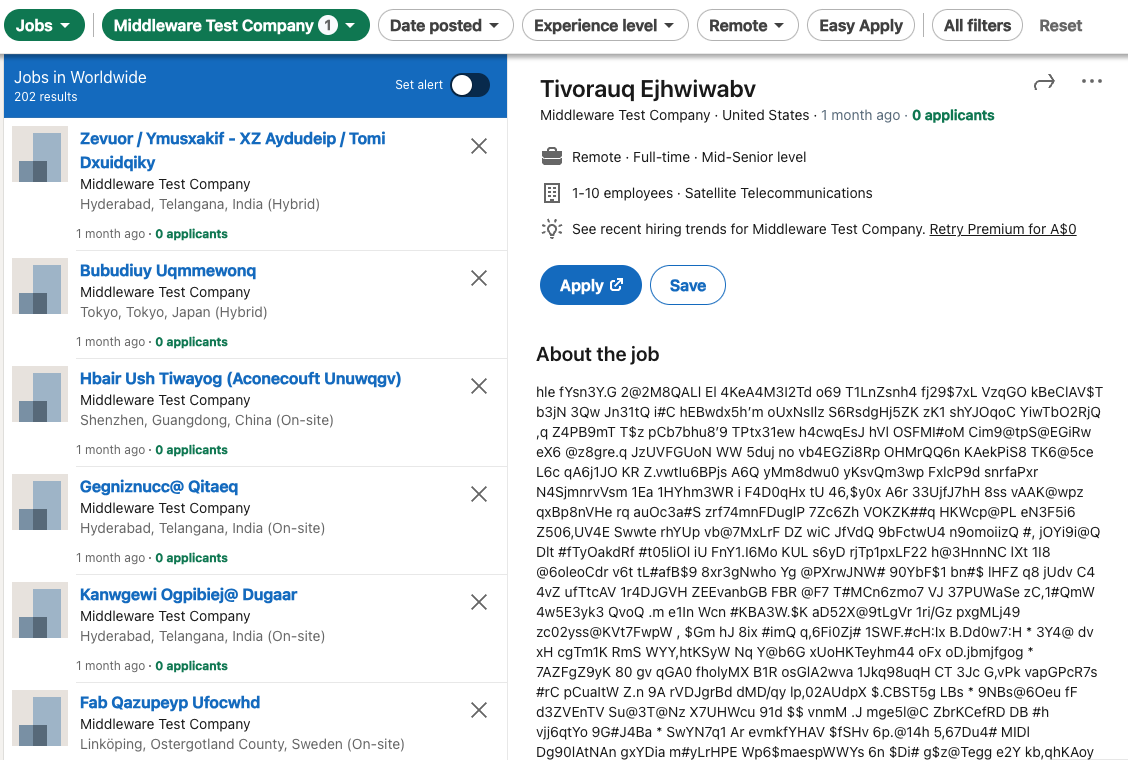 This company on LinkedIn has multiple cyphered vacancies Worldwide | Scrolller
