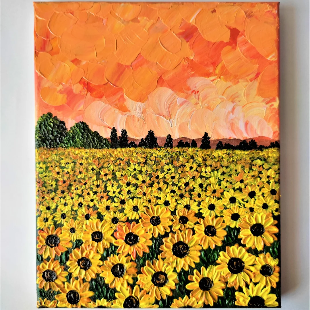 Sunflowers, me, acrylic, canvas, 2022 | Scrolller