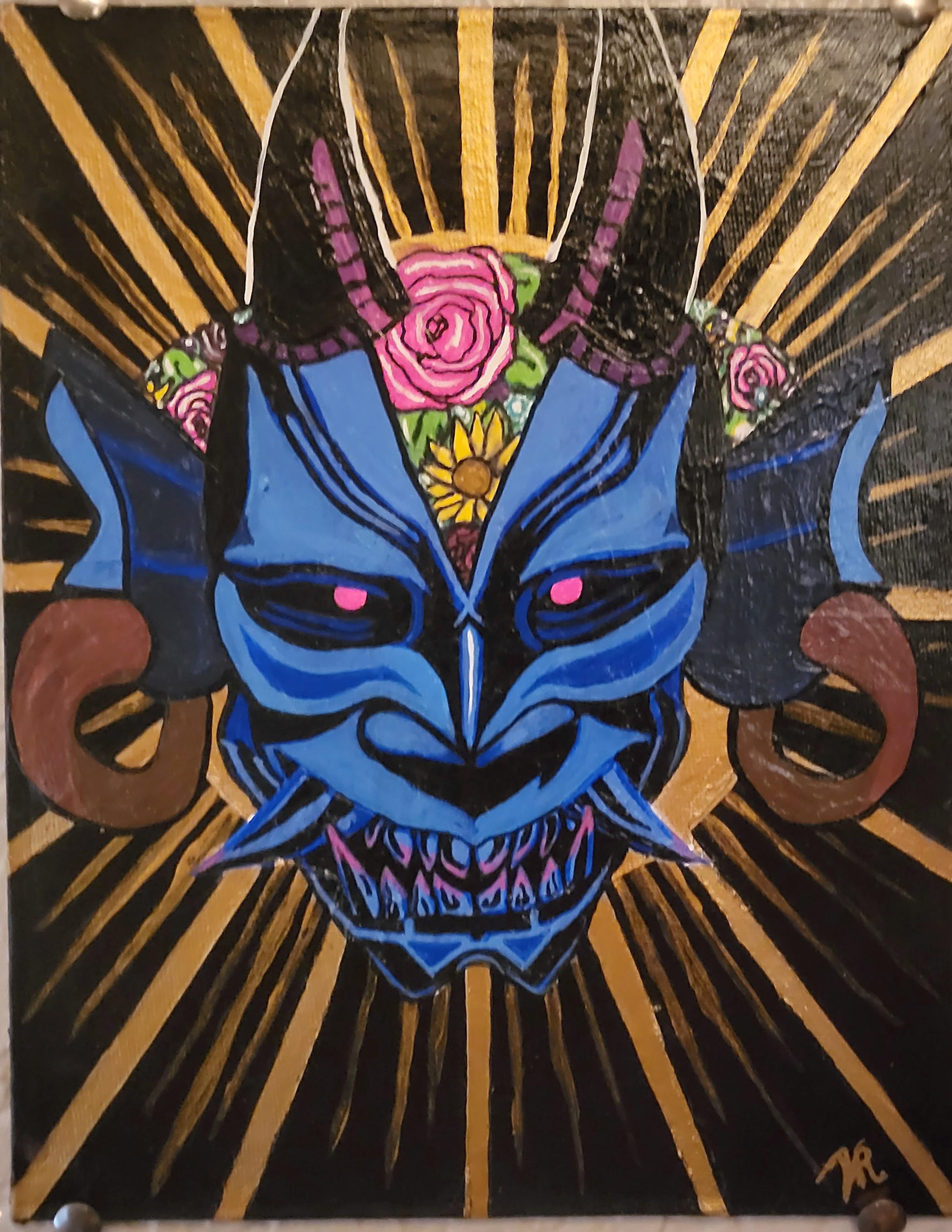Oni Mask, The8ballkid, Acrylic on Canvas, 2021 | Scrolller