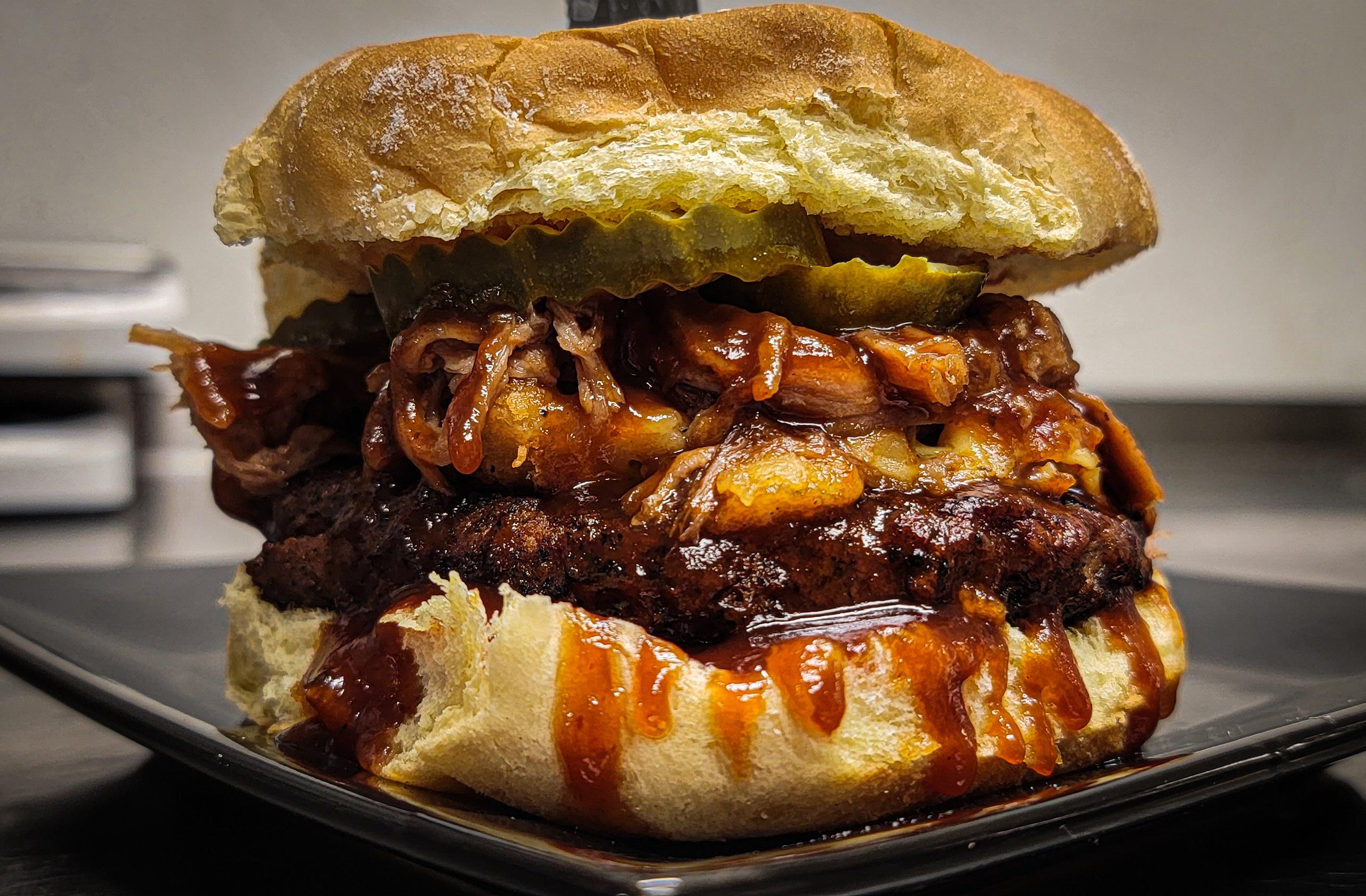 November Burger of the Month "Smoky BBQ Pulled Pork Mac Burger" | Scrolller
