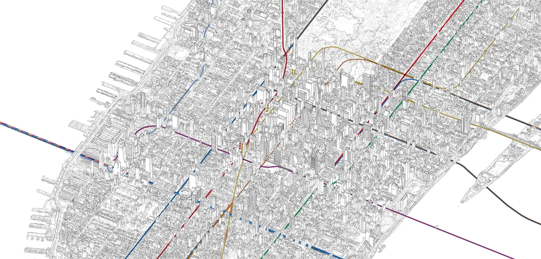Map of NYC midtown subways and rail | Scrolller