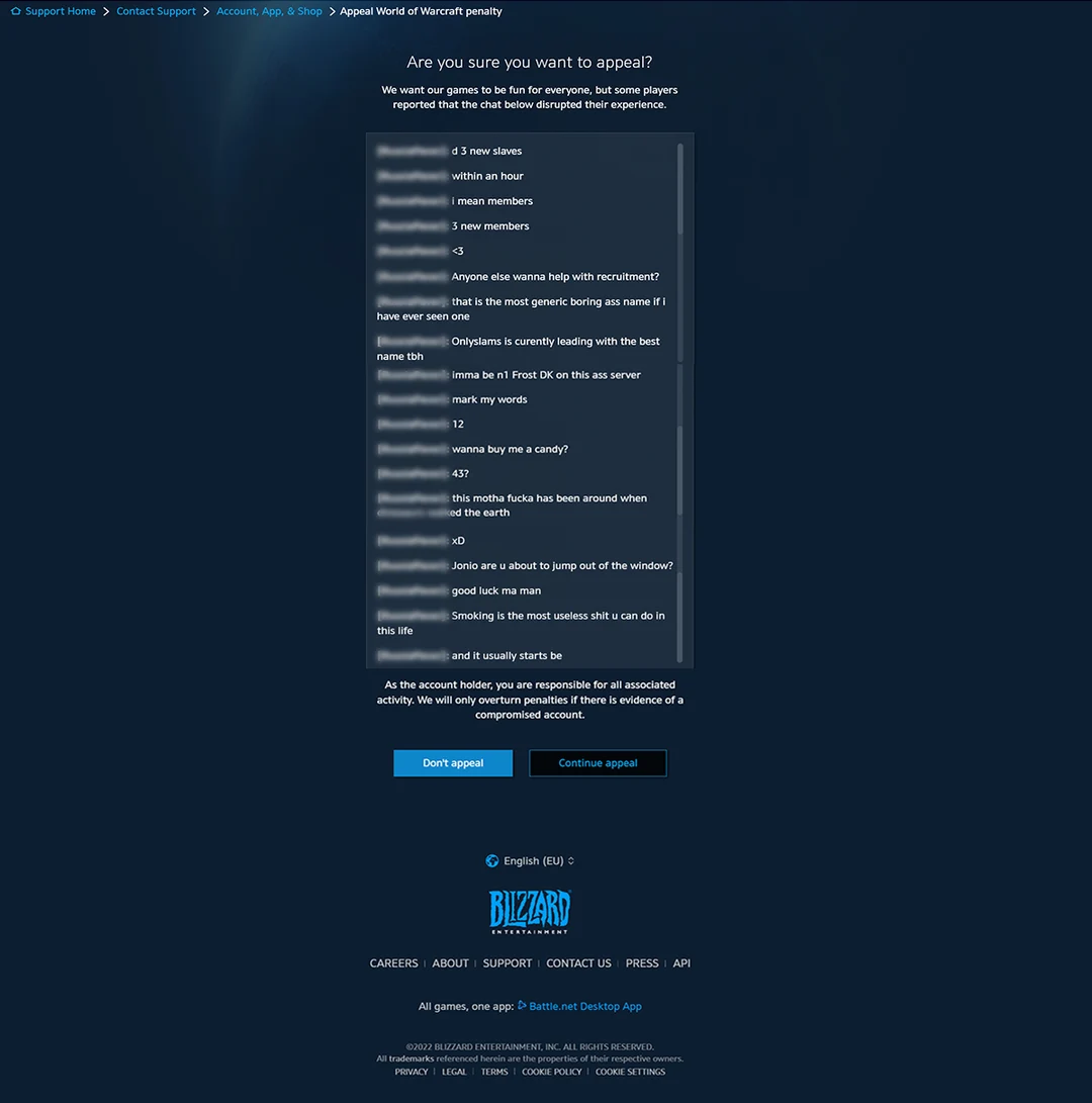 So I just got a 14 DAY ACCOUNT BAN for this GUILD CHAT between me and my friends. | Scrolller
