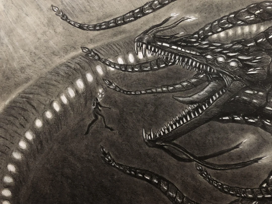 [spoilers]First time using charcoal, decided to make the Gargantuan Leviathan! | Scrolller