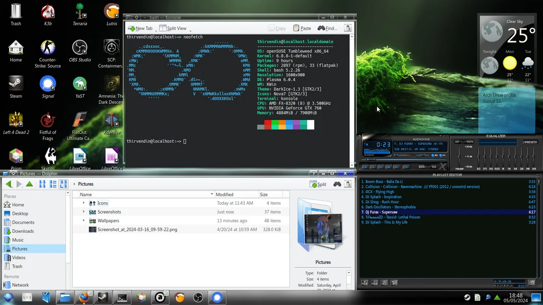 [KDE Plasma 6] My main Desktop, with a Windows 7 inspired look. | Scrolller