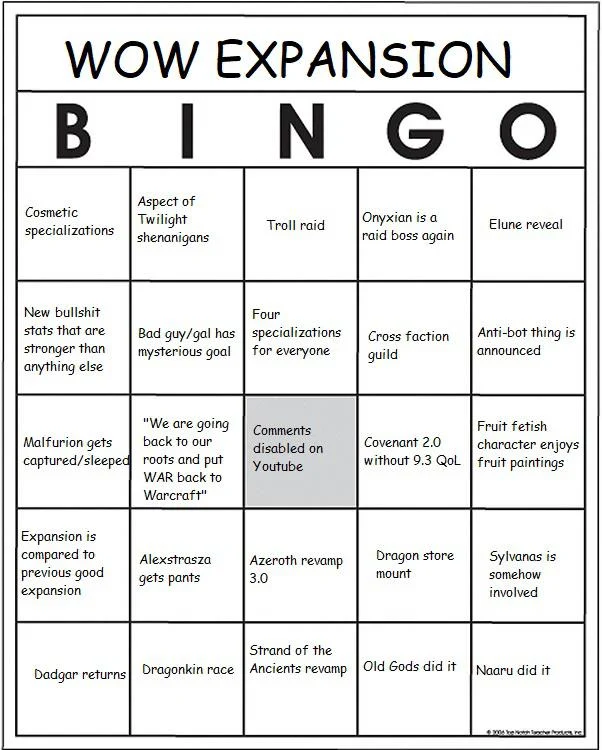 Discover more like Wow: Wow Expansion bingo and Related Content | Scrolller