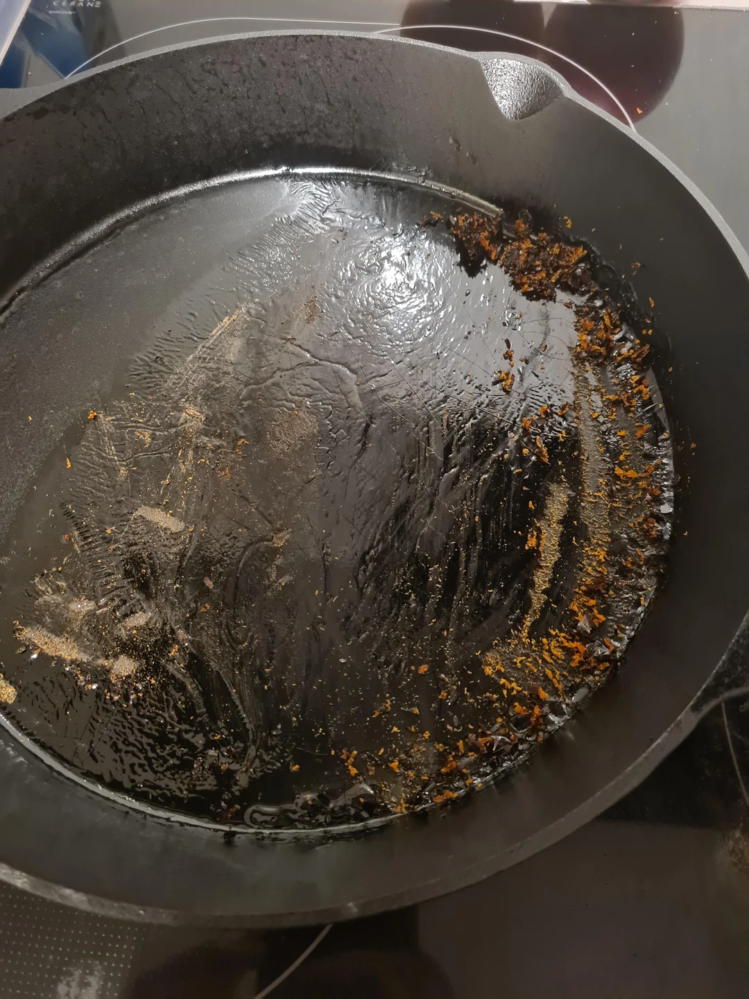 Help. Tried seasoning the first time and only this very brittle layer formed that easily ...