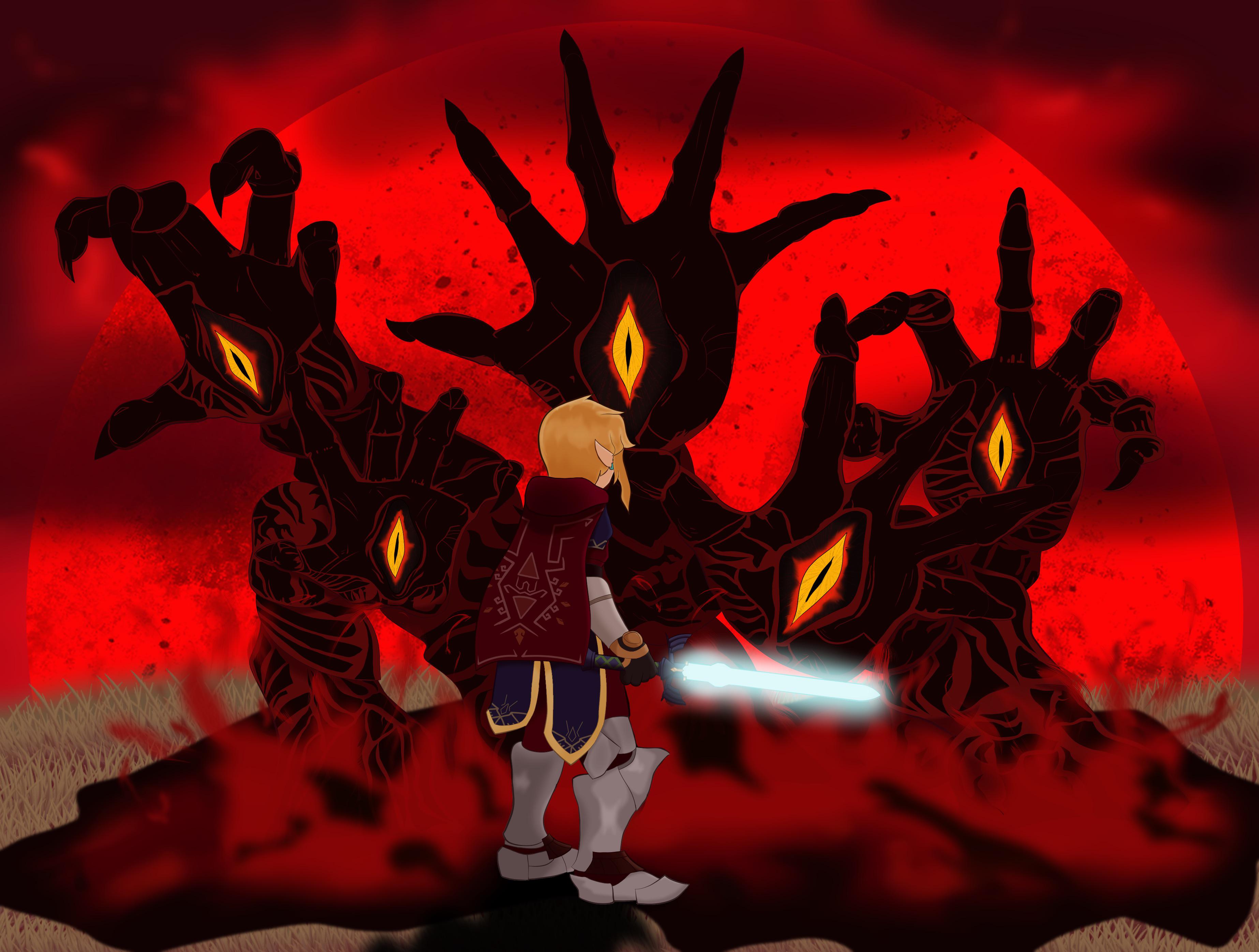 [TotK][OC] I drew Link fighting the Gloom Spawn | Scrolller