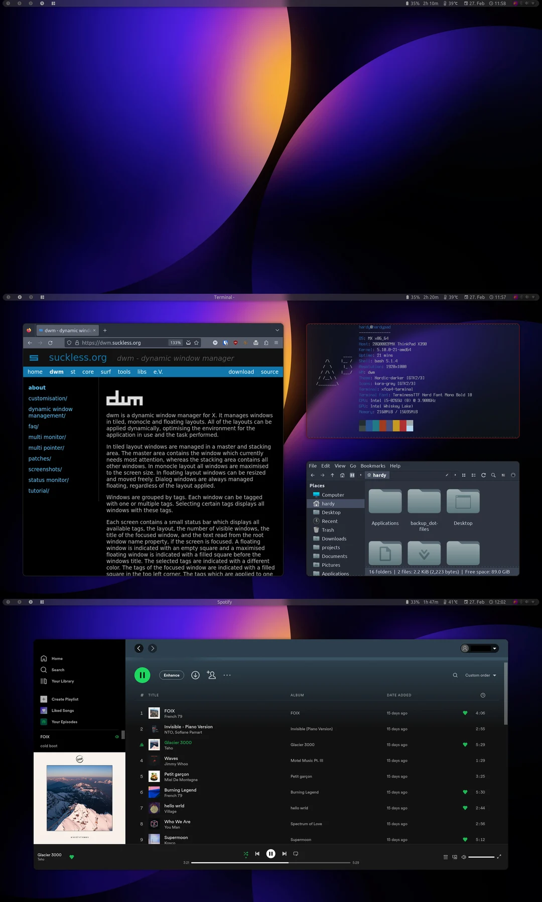 [DWM] My first dwm rice / minimal with some roundness and some transparency | Scrolller