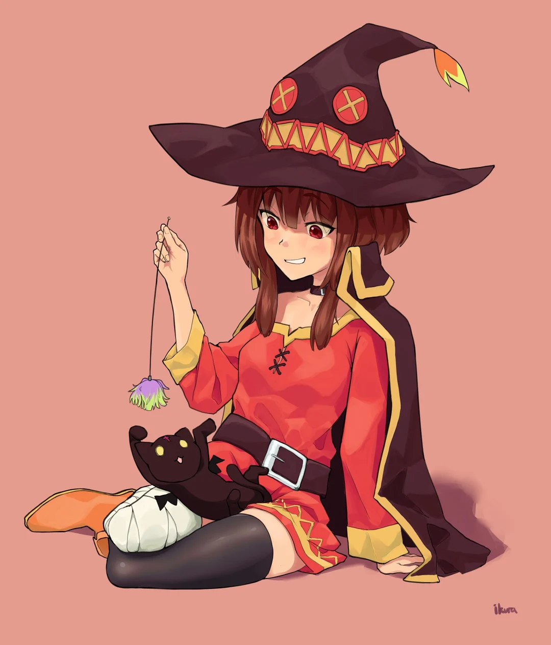 Megumin toying with Chomusuke (By ikura) | Scrolller