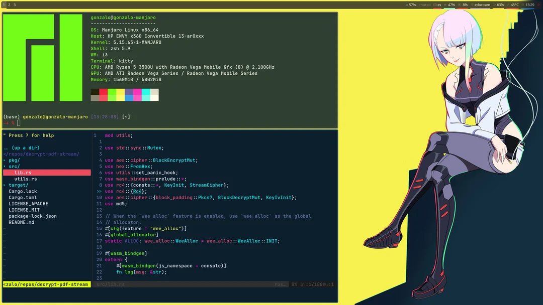 [i3-gaps] Cyberpunk Edgerunners theme (WIP) | Scrolller