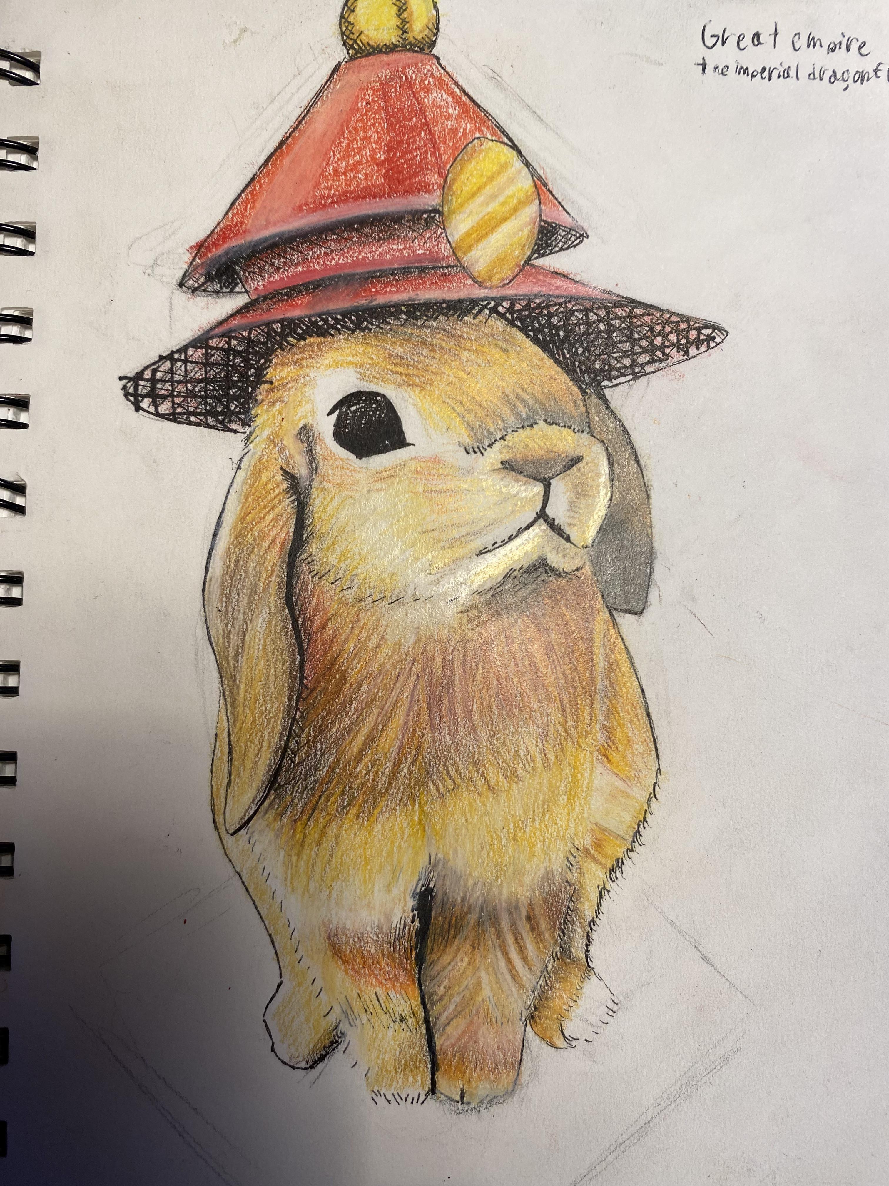 Bunny, me, pencil crayons, 2023 | Scrolller