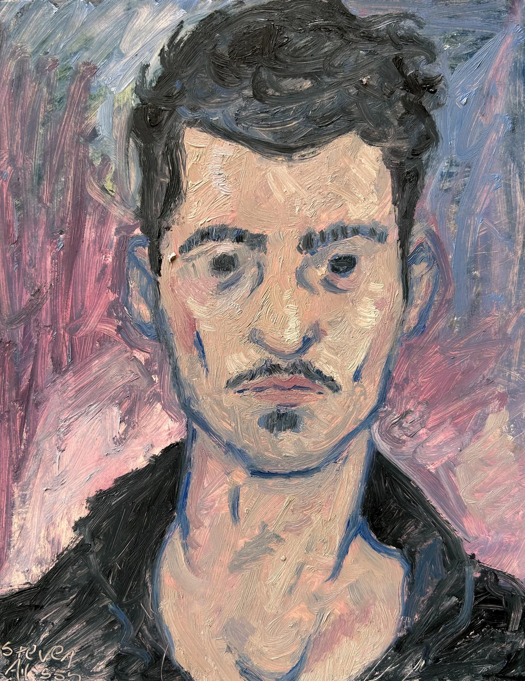 Self portrait, oil on panel | Scrolller