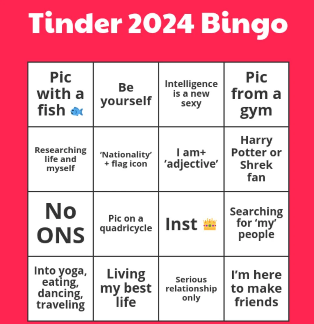 Tinder profile 2024 bingo | Scrolller