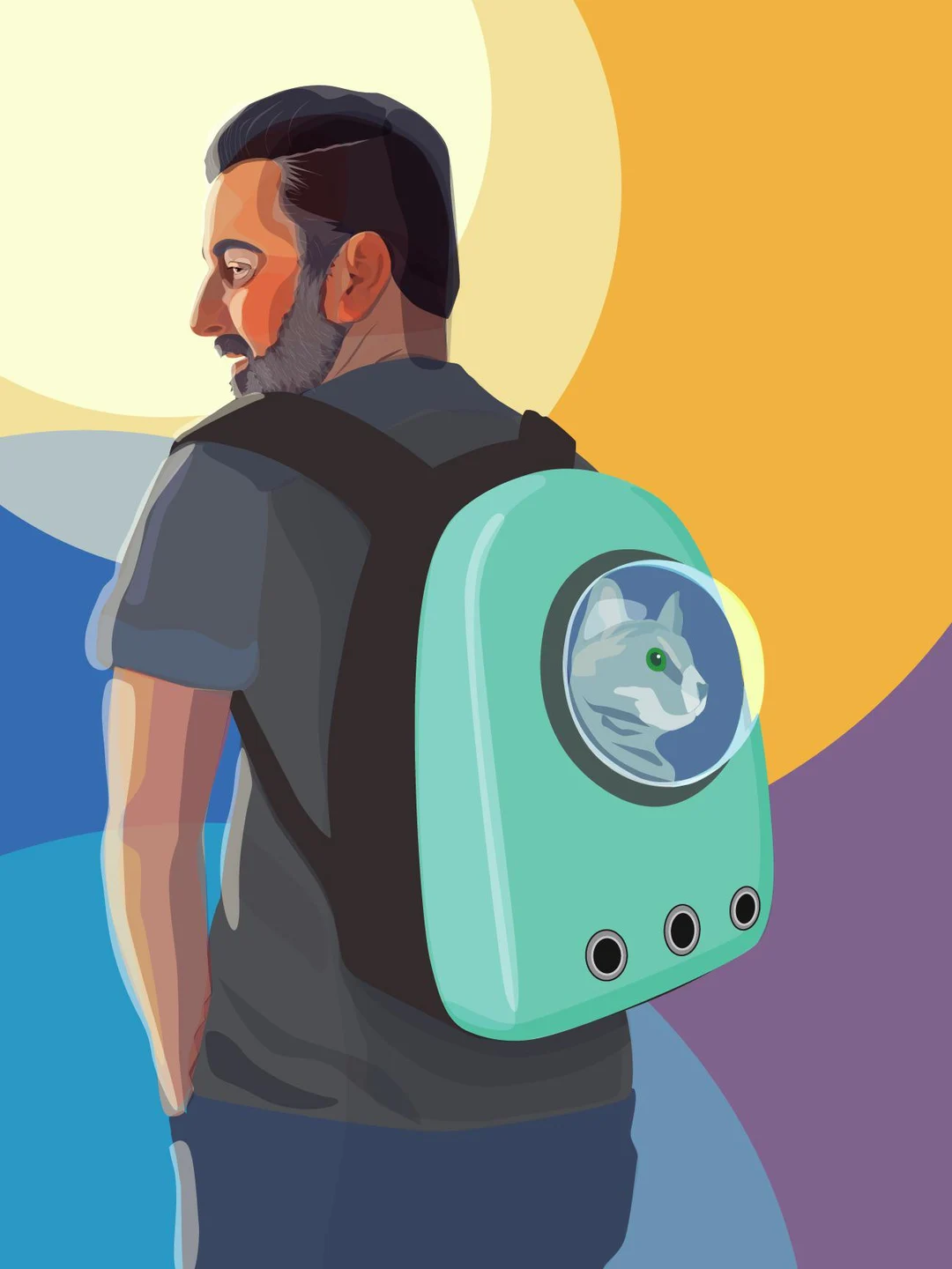 A man and his cat, me, vector, 2023 | Scrolller