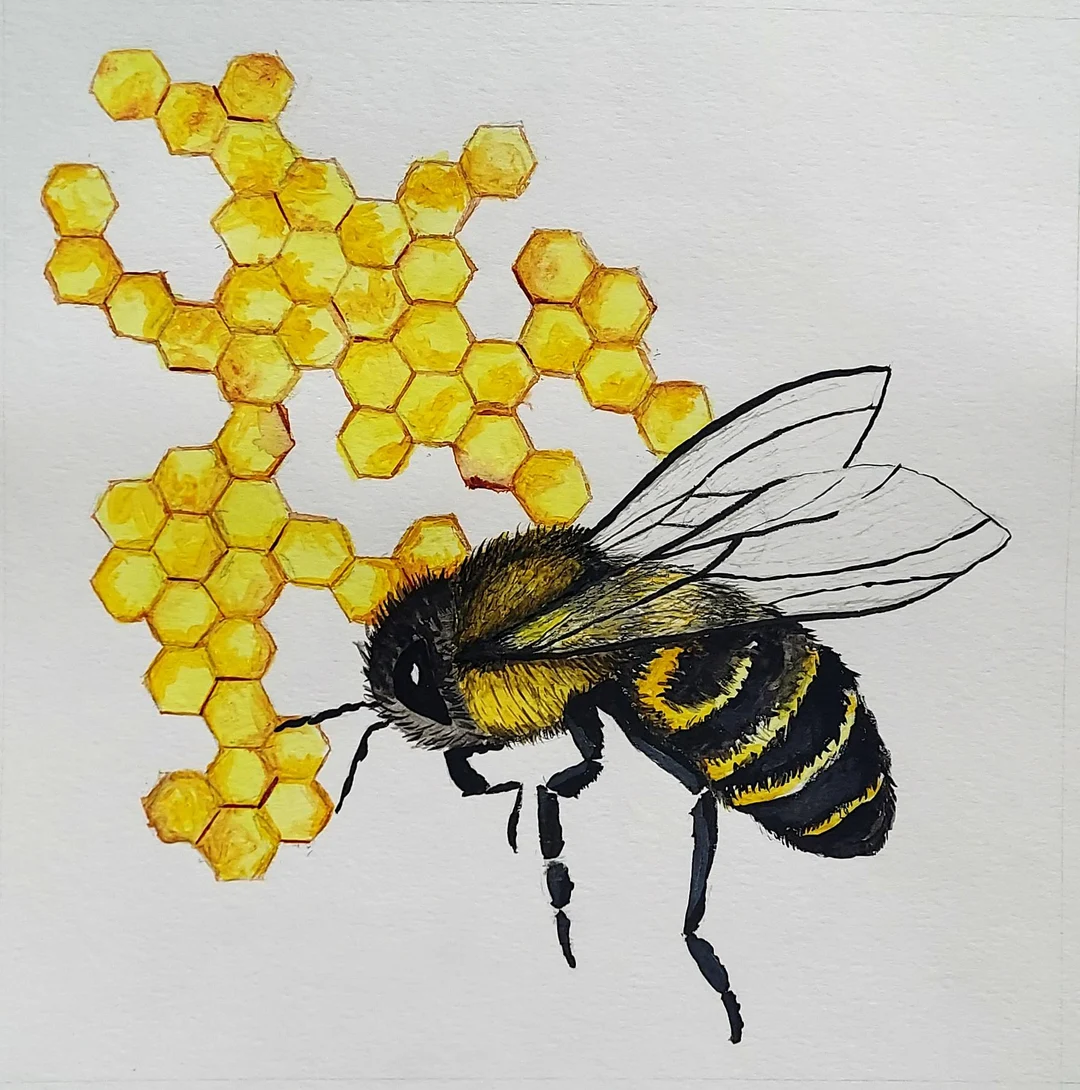 Honey Bee, Me, Watercolor, 2022 | Scrolller
