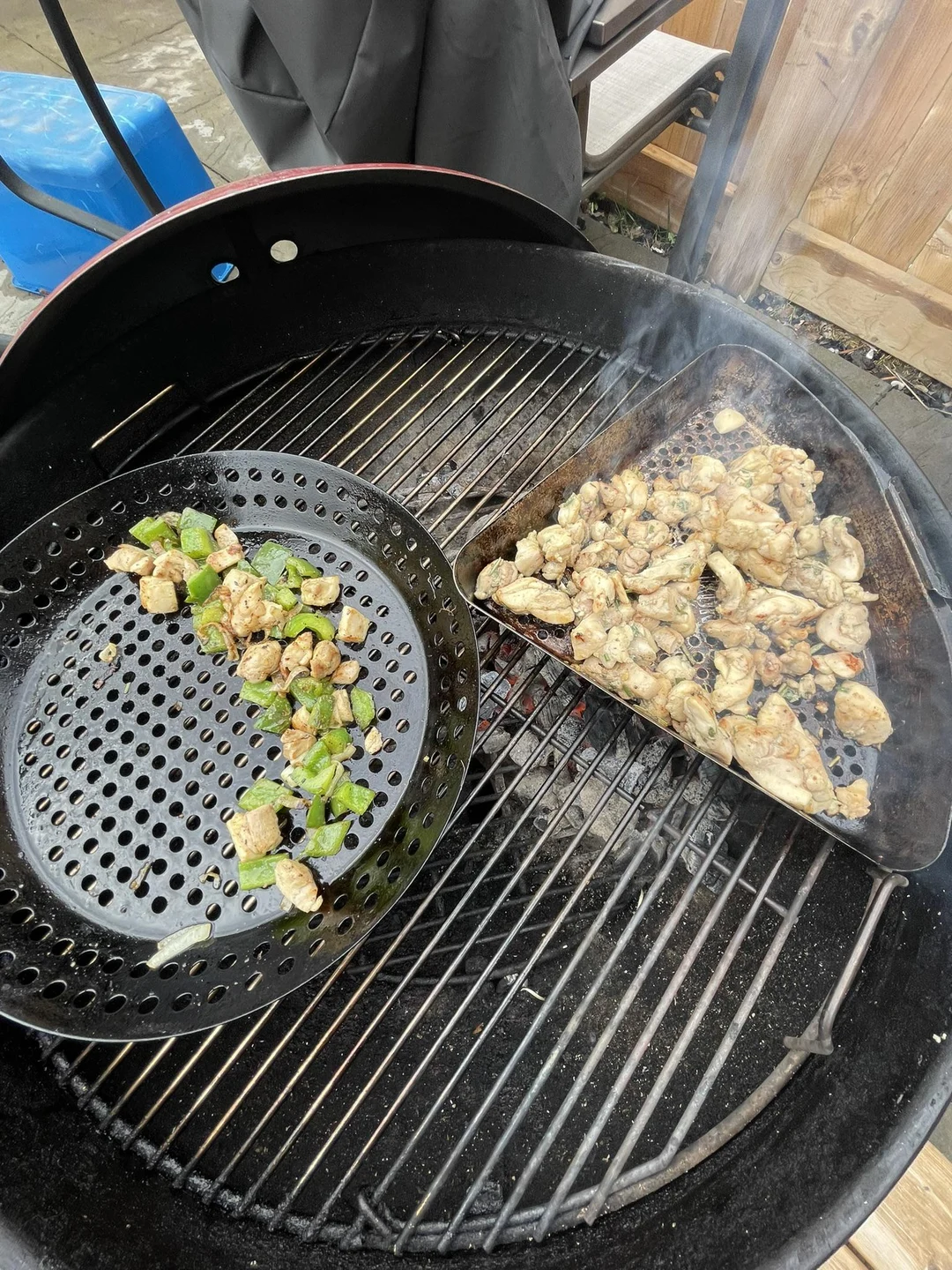 Veggie baskets FTW when grilling chicken for salads and wraps. | Scrolller