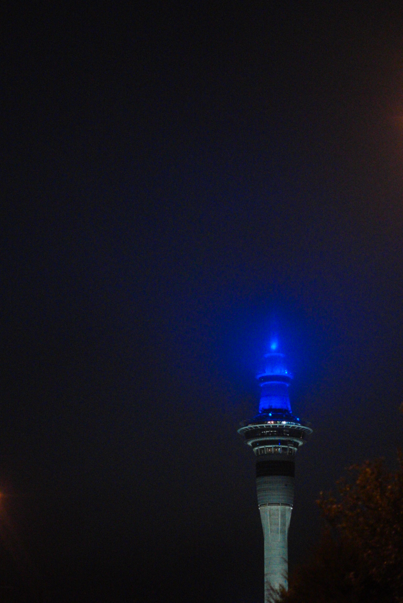 Auckland sky tower on a cloudy night | Scrolller