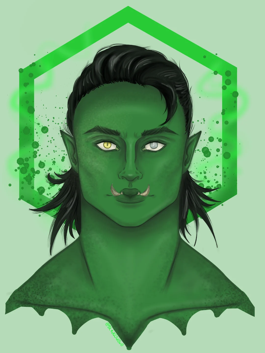 My Half-Orc Warrior Ko'tal! Drawn as commission by the amazing @bl4ckwid0w0 | Scrolller