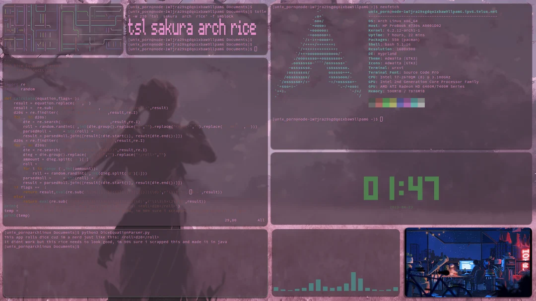 [Hyprland] just did my first ever rice on arch! | Scrolller
