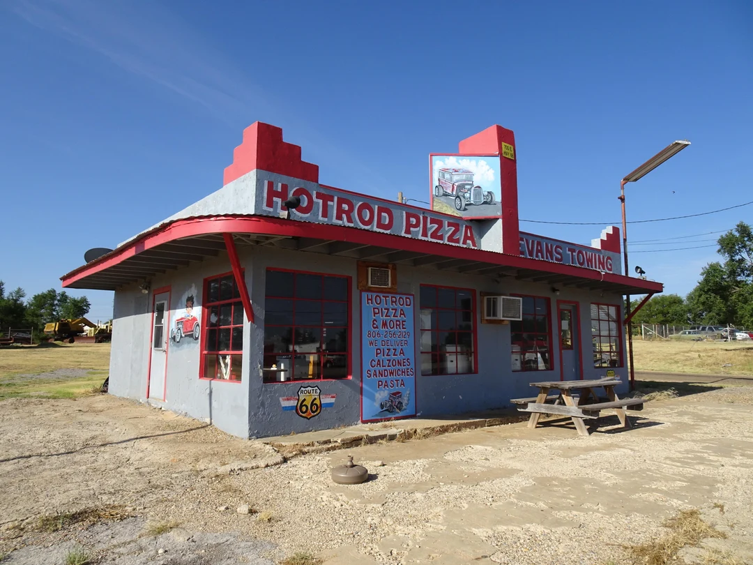 Snapshots of Texas: Repurposed US Route 66 storefront (former service station?) in Shamrock ...