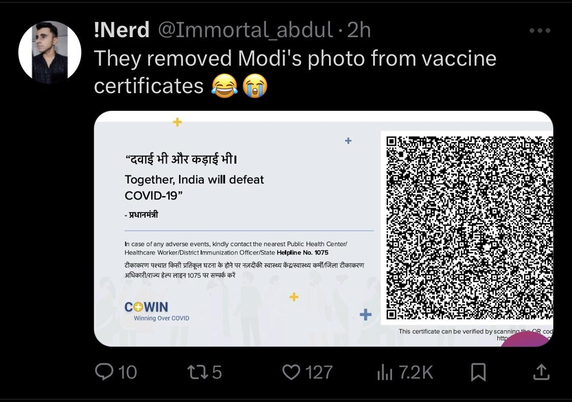 Discover more like India: ECI finally takes action to remove Modi's photo from vaccine ...