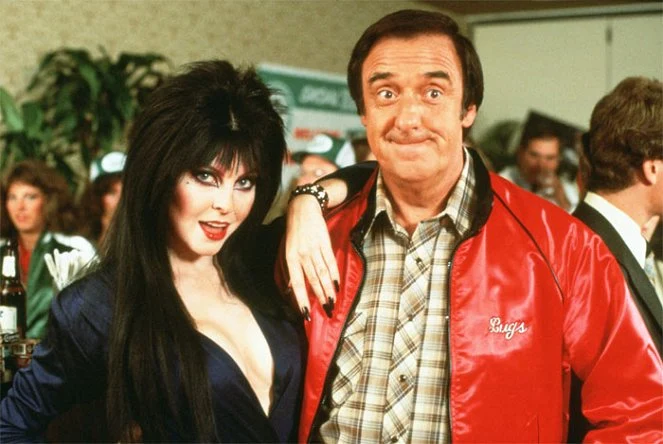 Elvira and Jim Nabors during the filming of Stroker Ace, 1983 | Scrolller