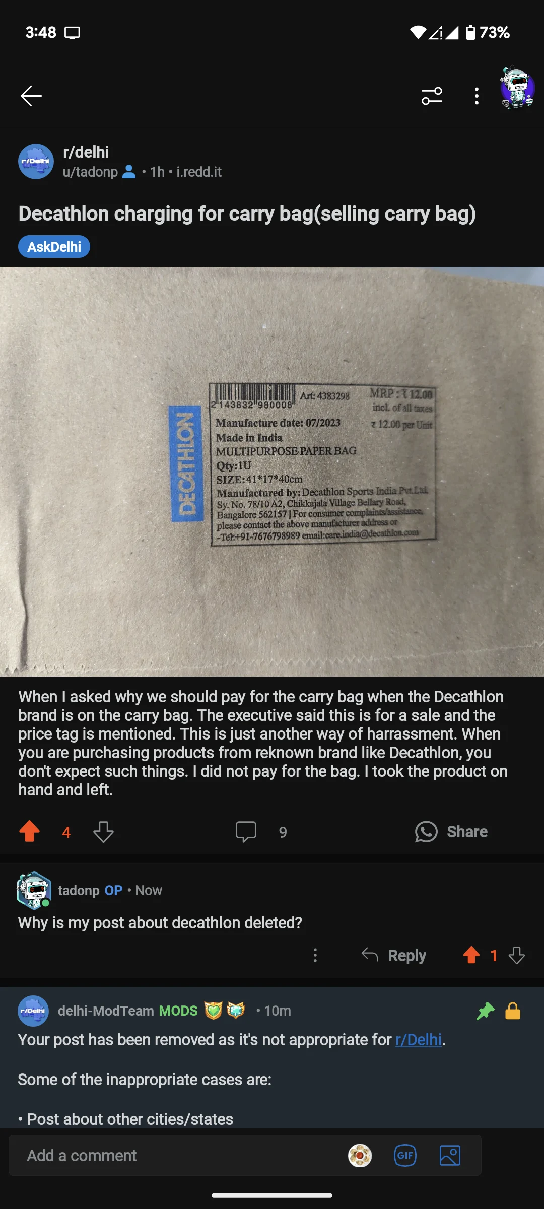 Why is post about decathlon deleted? | Scrolller