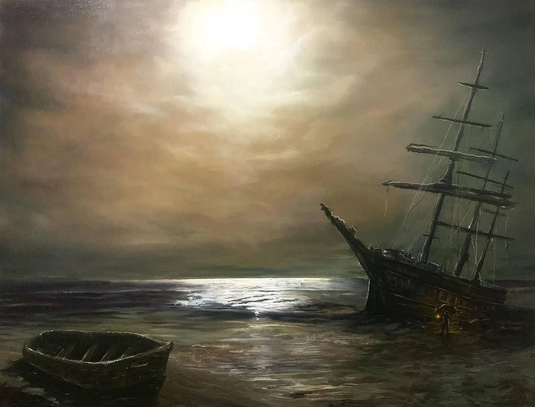 Shipwreck, me, oils, 2022 | Scrolller