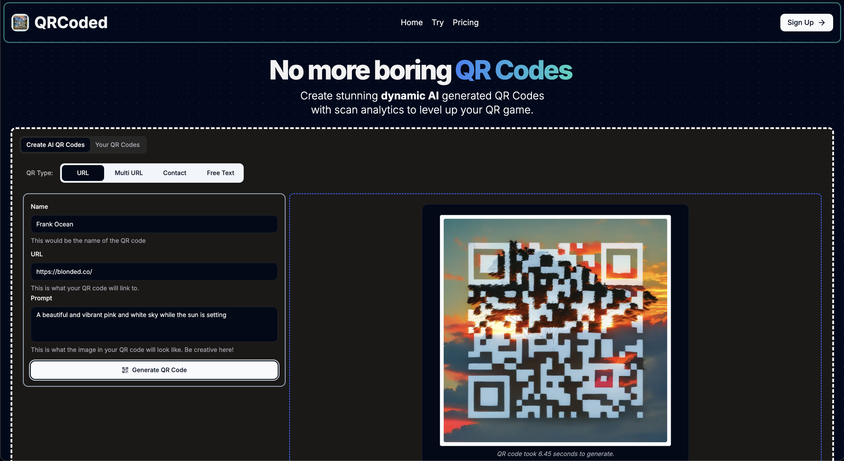 I built a dynamic AI QR code generator - create beautiful dynamic QR codes with just a prompt ...