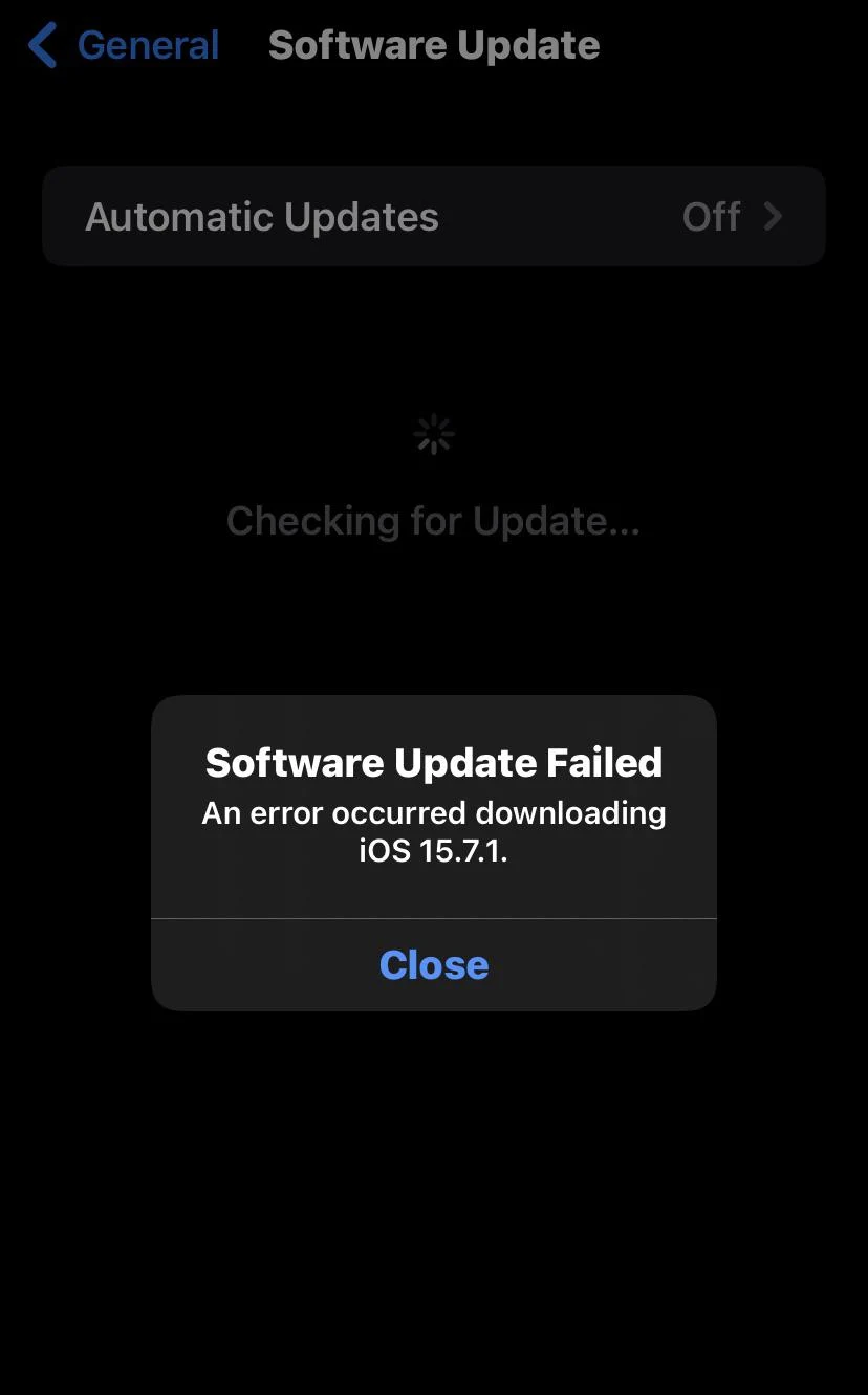 Been trying to update to ios 15.7 for a few weeks now and keep getting this message. I've tried ...