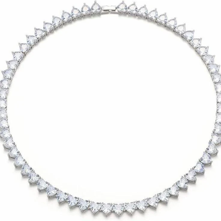 White Diamond Heart Necklace | Scrolller