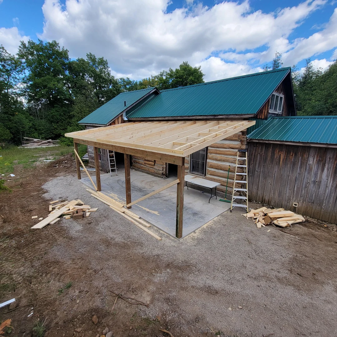 Cabin log 543867 back deck has started! | Scrolller
