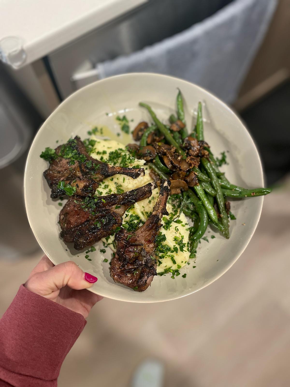 Discover more like Food: [homemade] rosemary garlic lamb chops, mash and green beans and Related ...