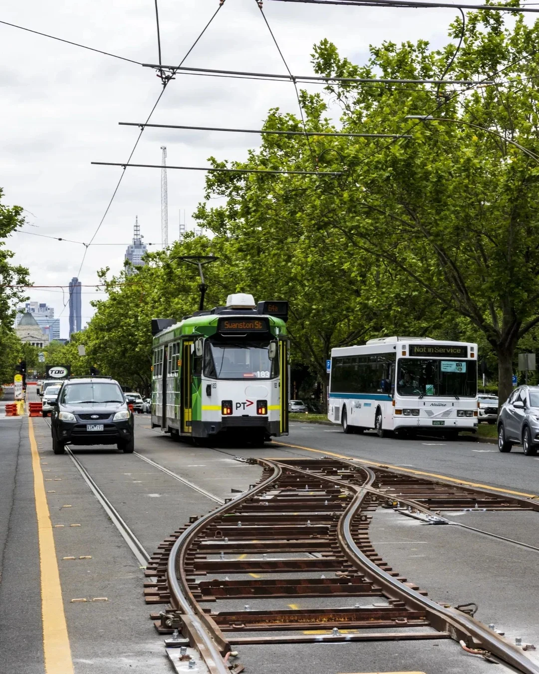 A temporary tram cross-over in Melbourne, Australia | Scrolller