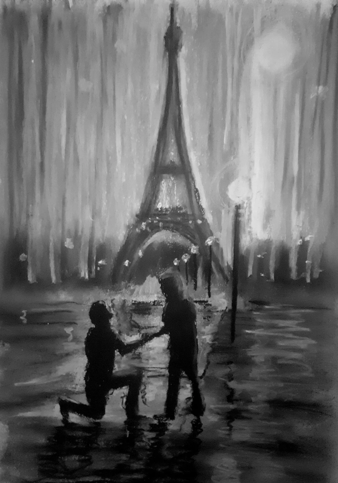 The proposal, charcoal art by me. | Scrolller